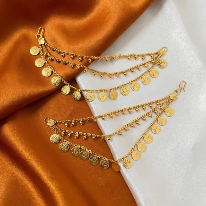 Coin design with Gold balls Ear-chain – Mumbai Collections